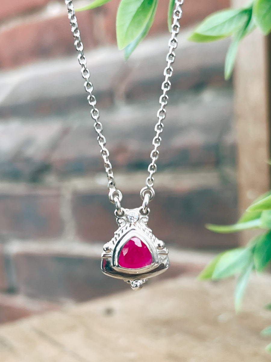 John Hiras: Trillion Cut Ruby Necklace – Rust & Shine Unique Shopps
